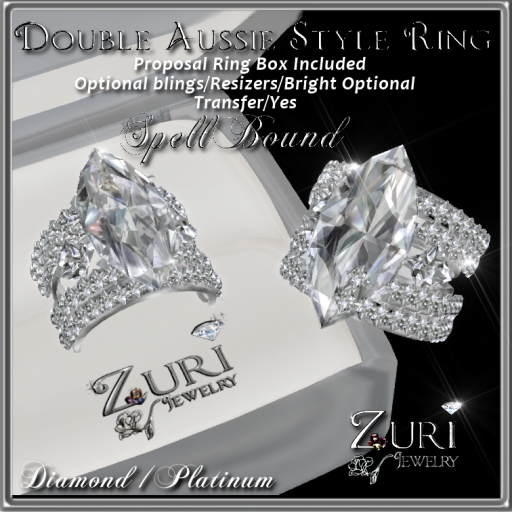 Second Life Marketplace - Zuri Rayna~Double Aussie Style Ring~Diamond/Platinum